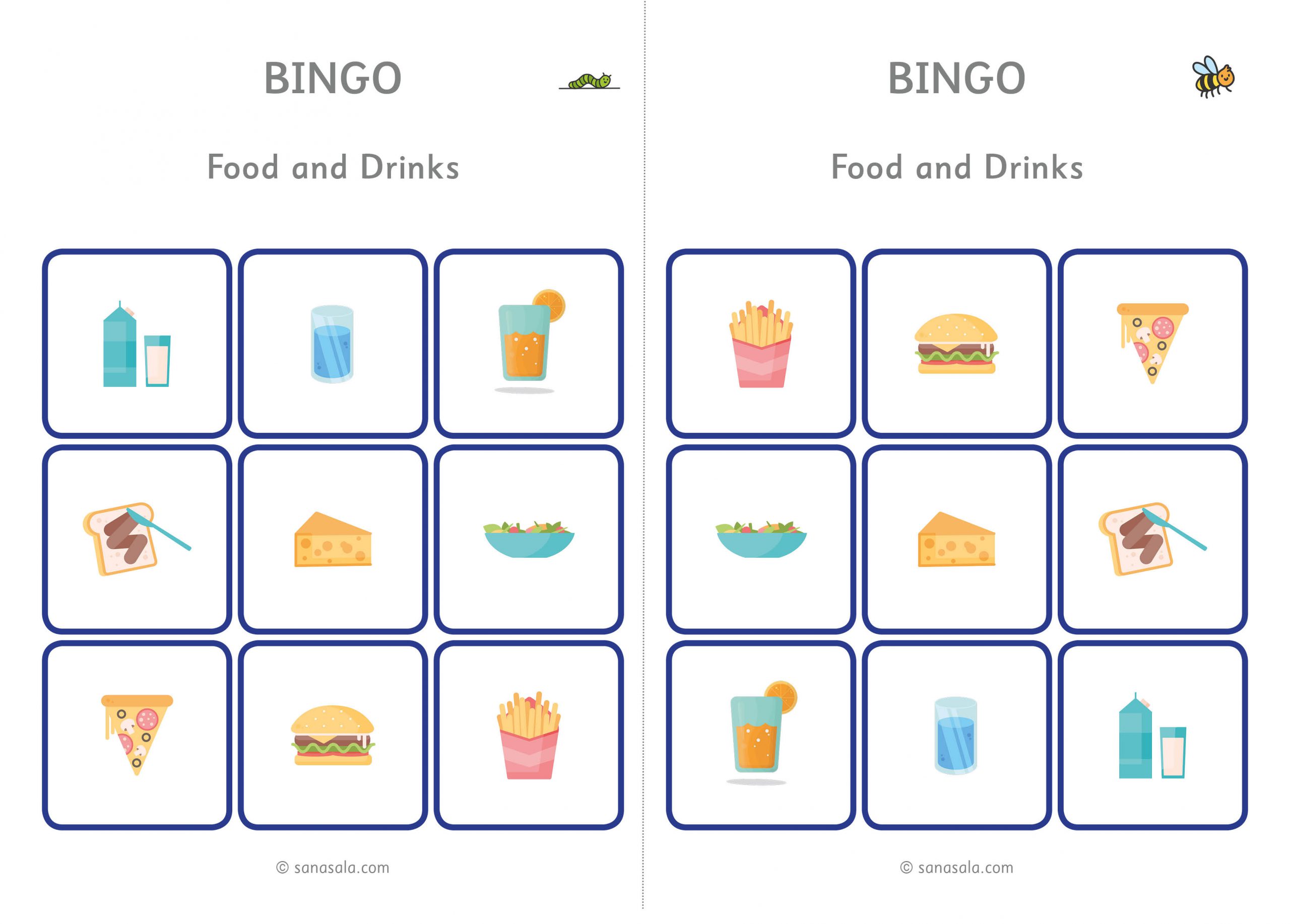 Food and Drinks - Bingo | Sanasala Learning
