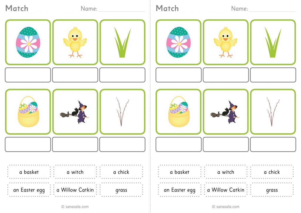 Easter - Match Worksheet | Sanasala Learning
