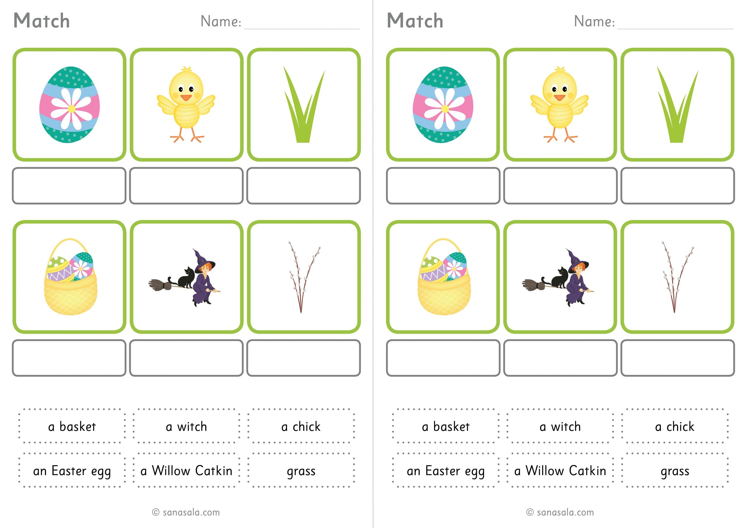 Easter - Match Worksheet | Sanasala Learning