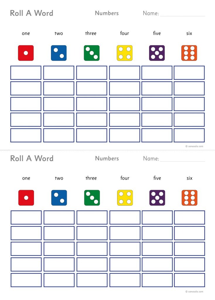 Numbers - Roll-a-word | Sanasala Learning