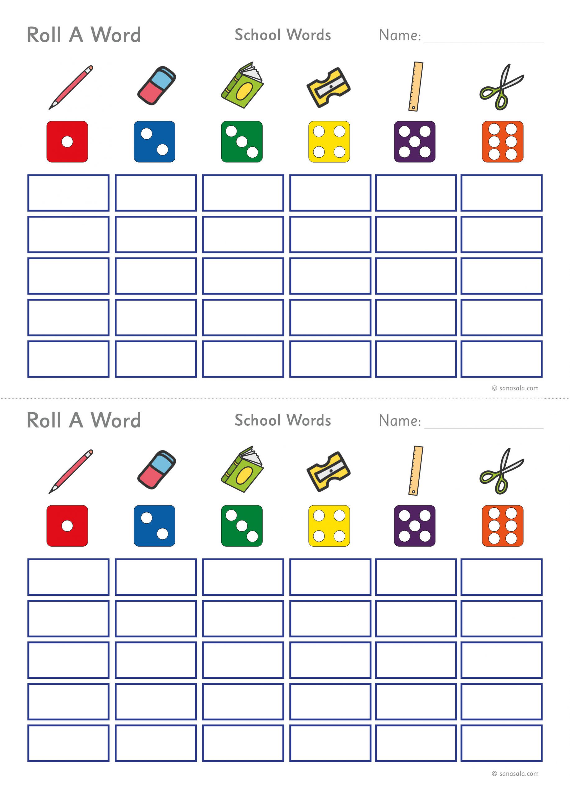 Koulusanat - Roll-a-word | Sanasala Learning