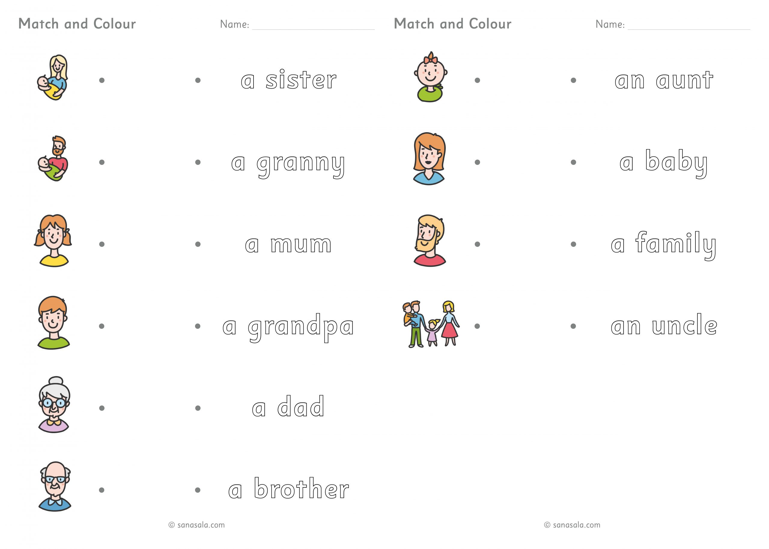 Family - Connect the Dots Worksheets | Sanasala Learning