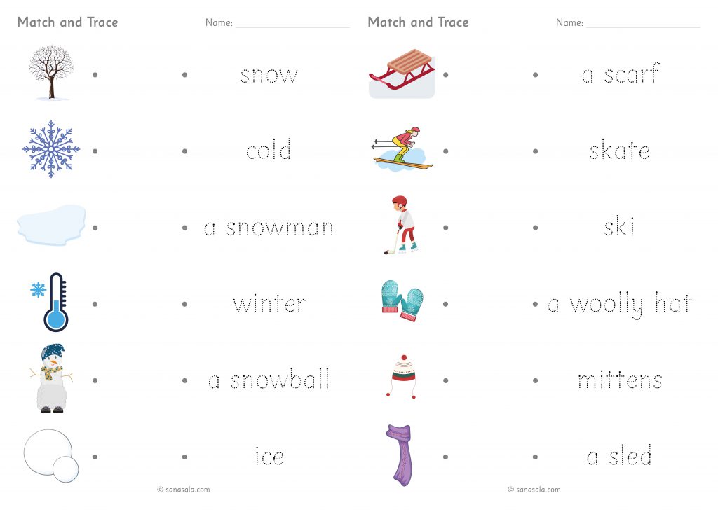 Winter - Connect the Dots Worksheets | Sanasala Learning